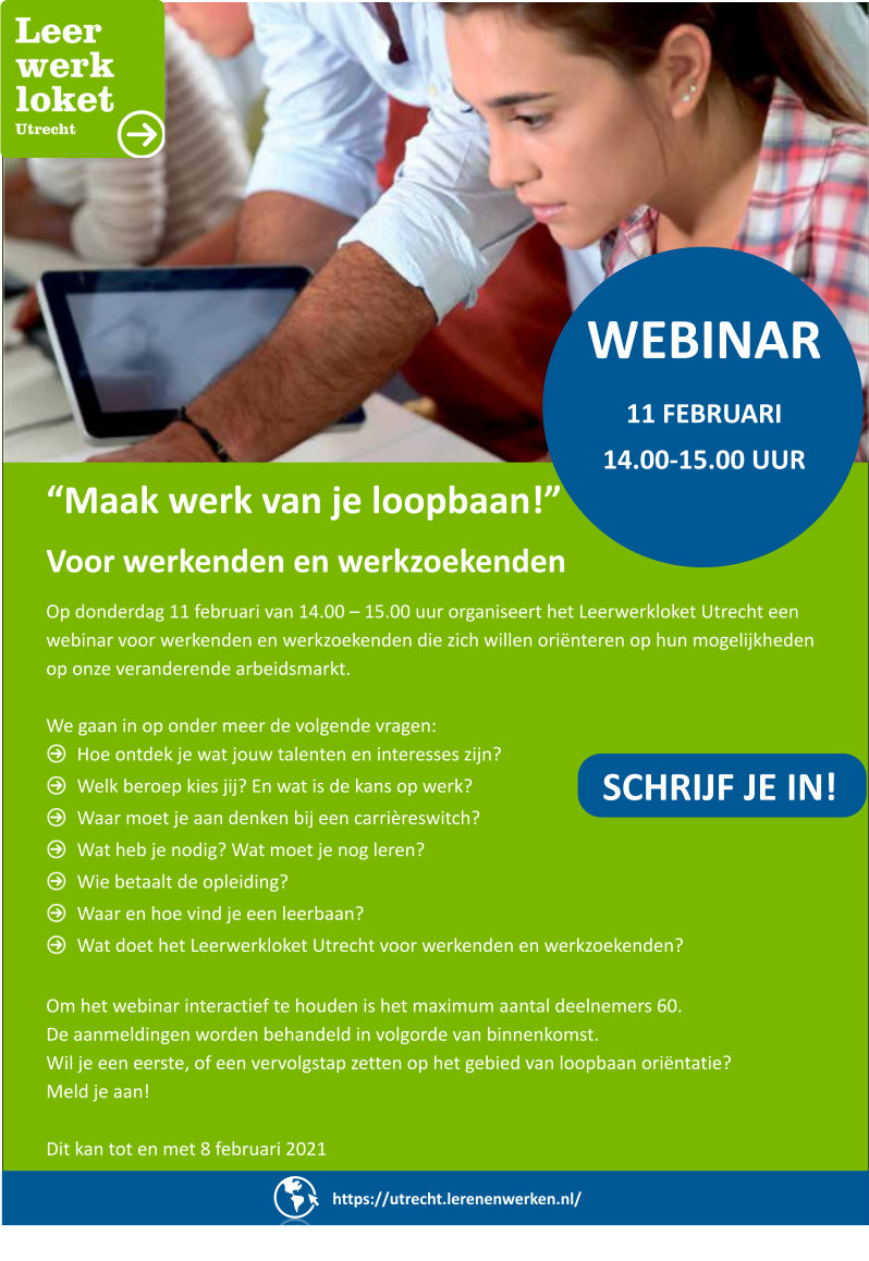 WEBINAR - “Maak werk van je loopbaan!” | Leerwerkloket Utrecht